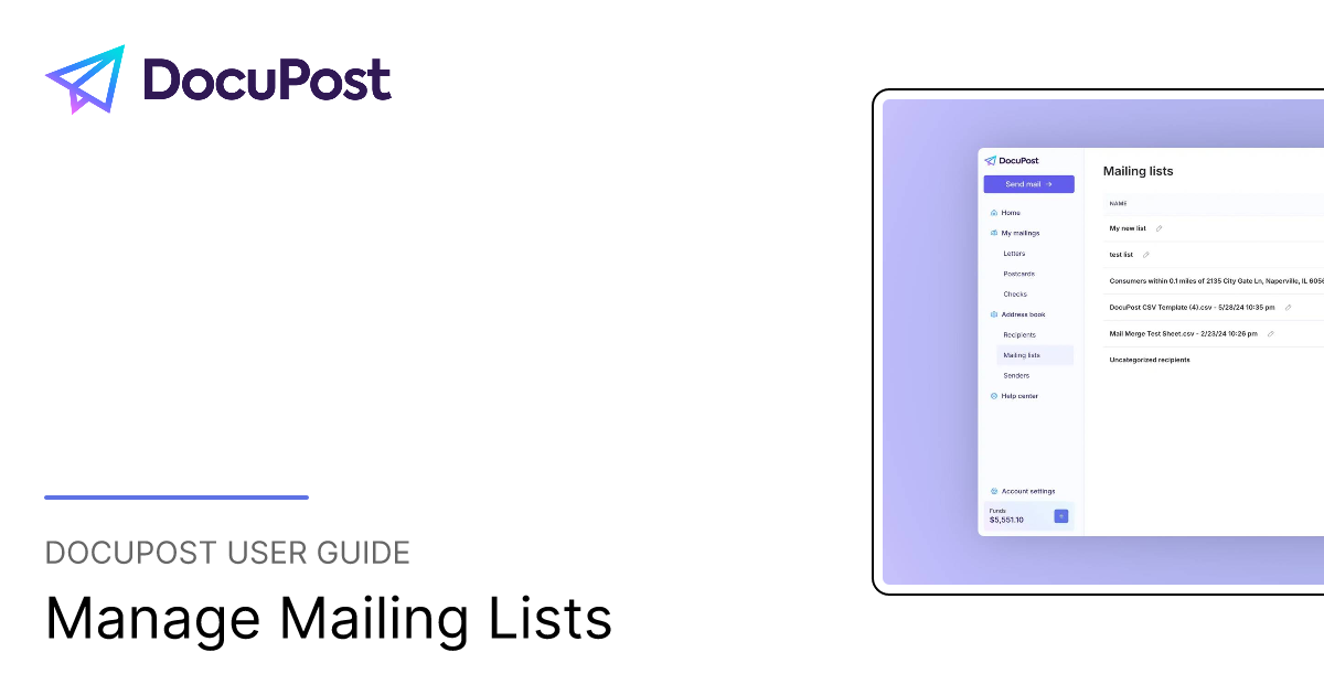 Manage Mailing Lists | DocuPost User Guide