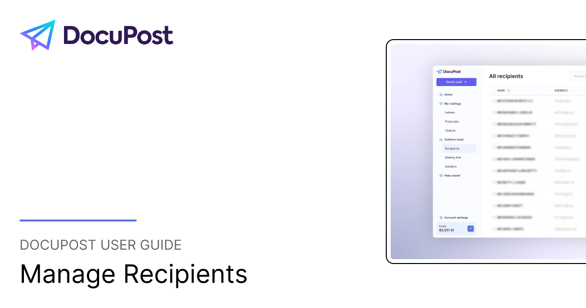 Manage Recipients | DocuPost User Guide