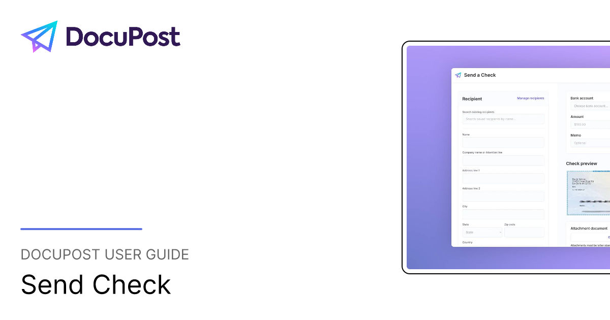 Send Check | DocuPost User Guide